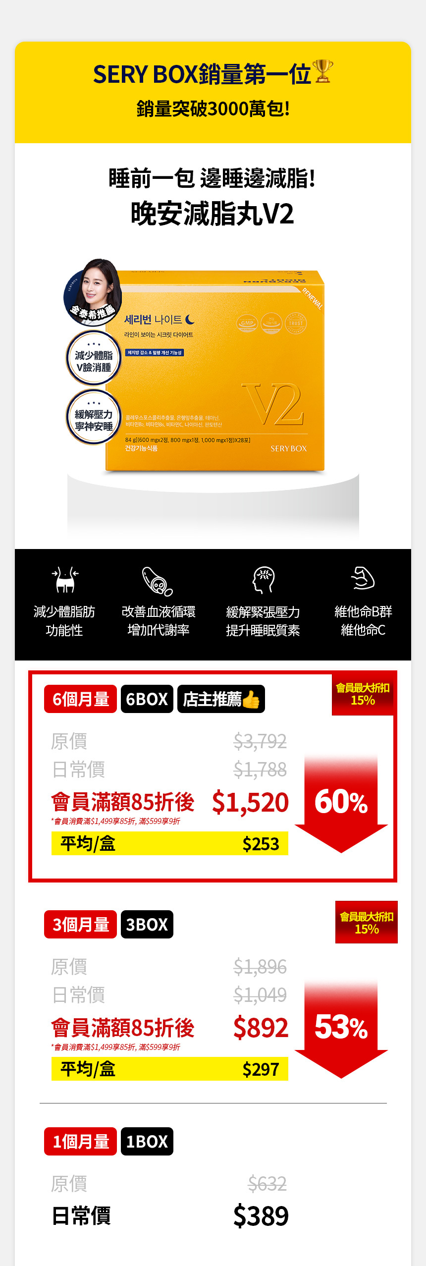 【韓劇女神金泰希推薦⭐】SERYBURN晚安減脂丸V2 (纖體+燃燒卡路里) | SERY BOX
