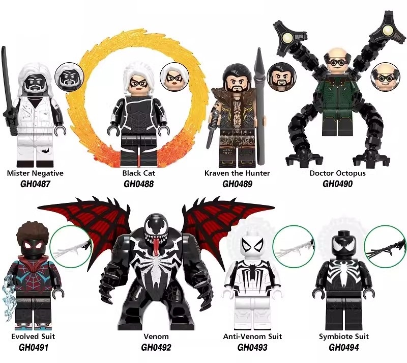 8PCS / LOT Spider-man Marvel Minifigs fit Lego G0162