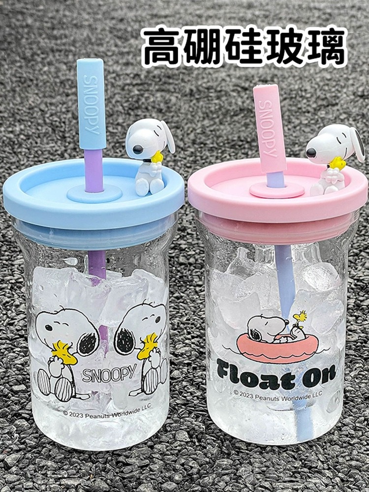 Authentic Snoopy Straw Glass Tumbler (700ML)