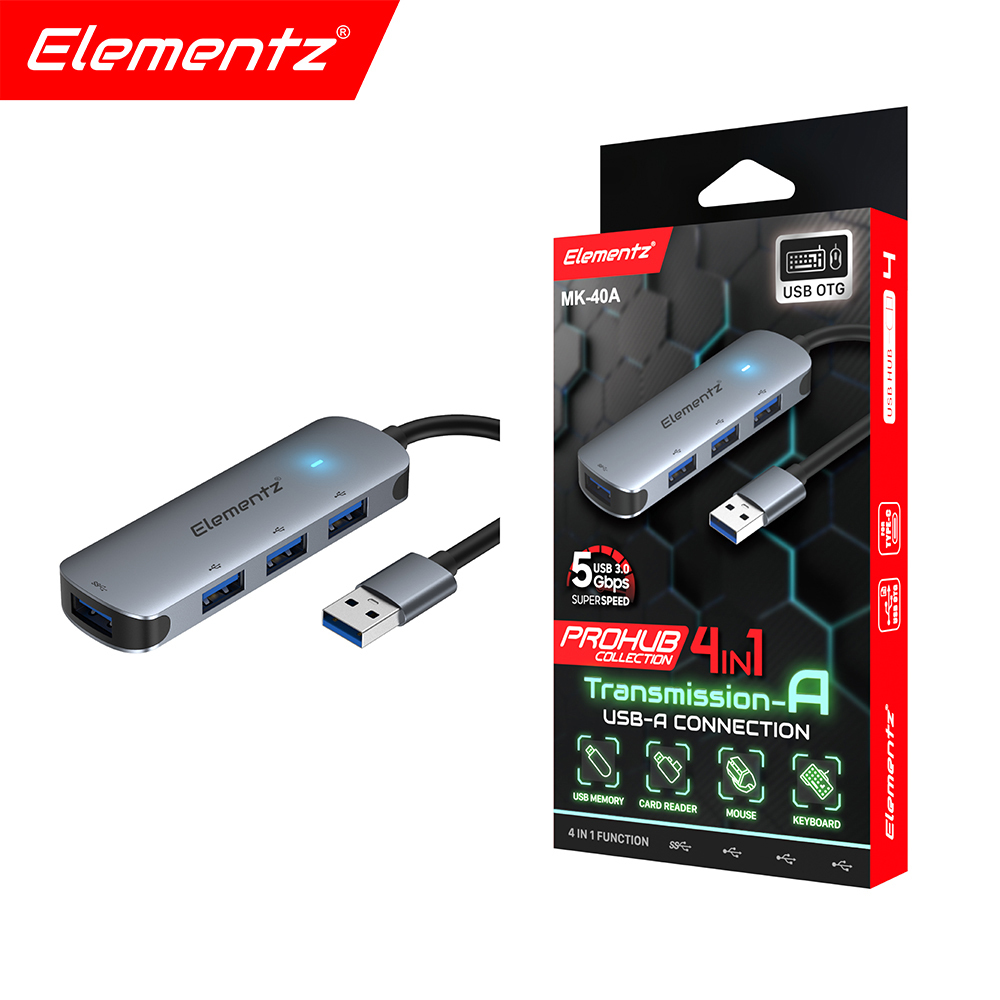 Elementz MK-40A 4 IN 1 USB A HUB