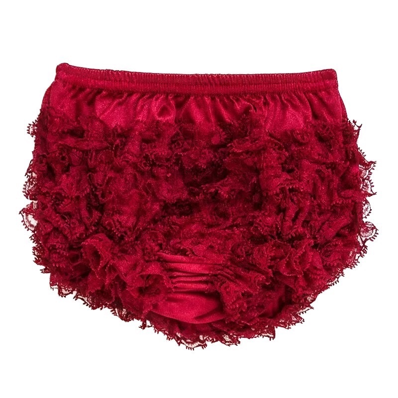 美國 Chic Baby Rose 手工荷葉蕾絲屁屁褲 - Red
