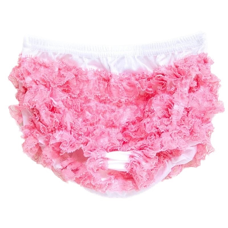 美國 Chic Baby Rose 手工荷葉蕾絲屁屁褲 - White & Pink