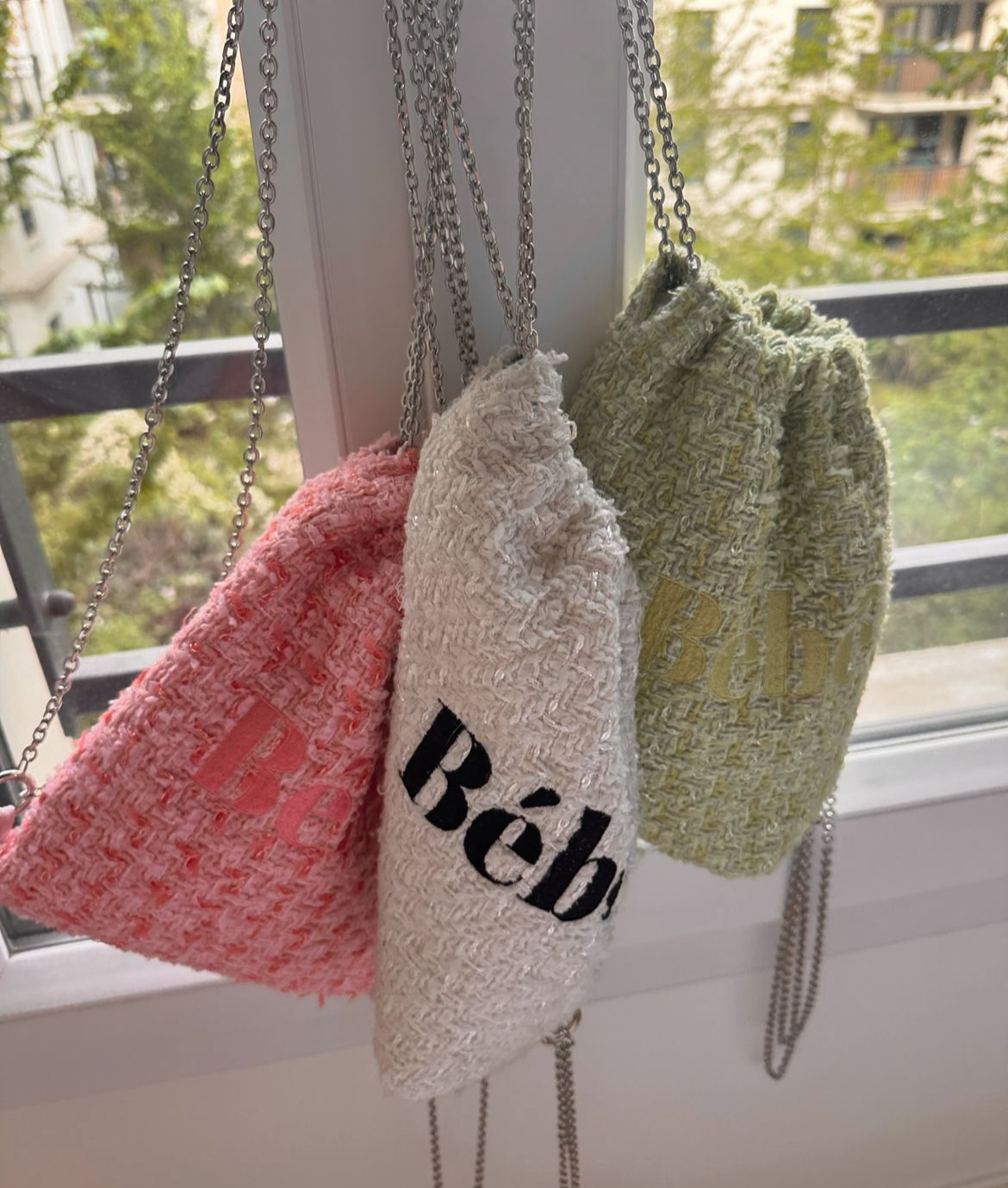 【Noirnine】Bebe Tweed Chain String Bag