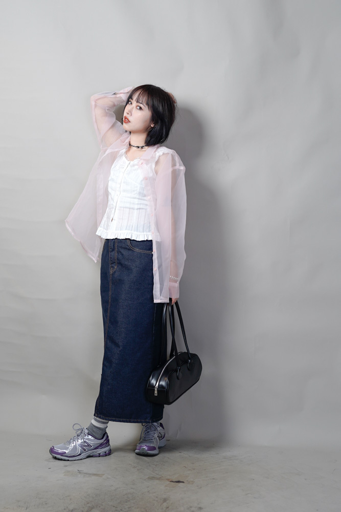 開心價~ Oversized boxy see though shirt (PINK)
