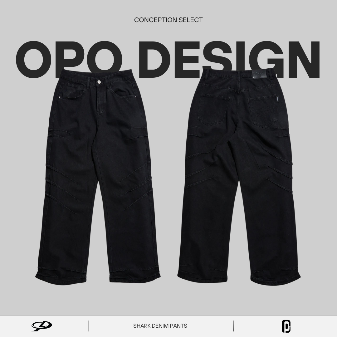 OPO DESIGN 立體寬鬆鯊魚牛仔褲