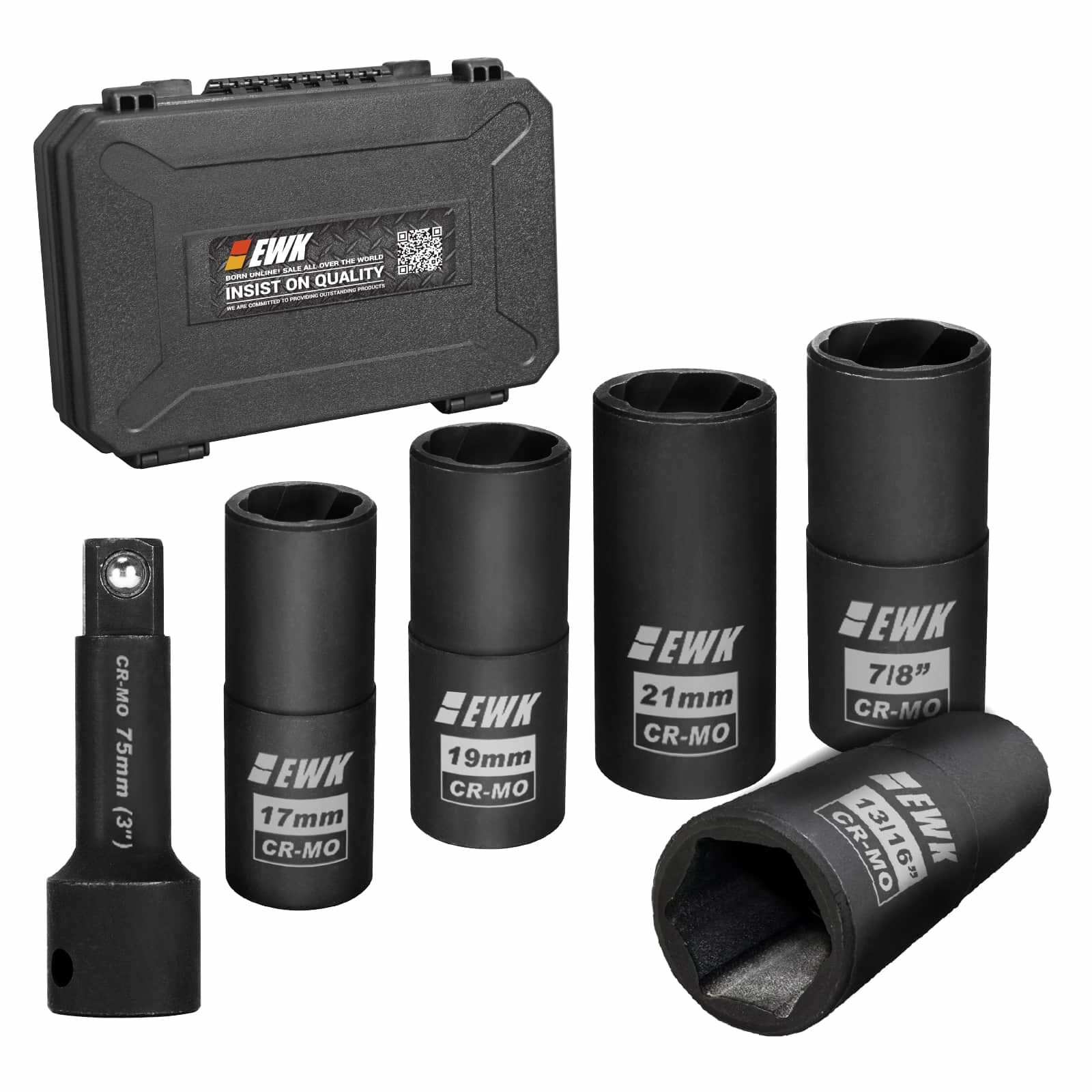 1/2" DR. Flip Hex & Twist Lug Nut Extractor Socket｜EWK