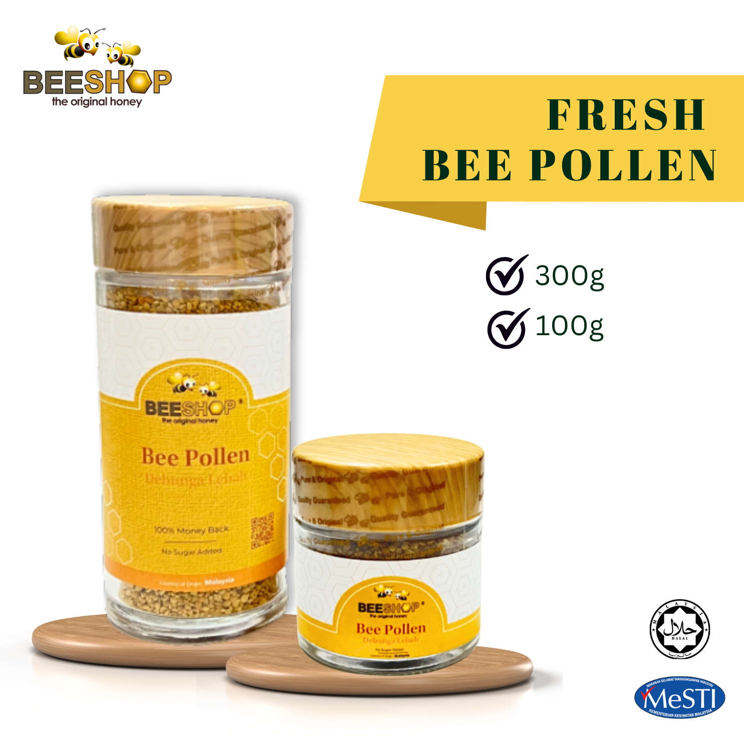 Natural Bee Pollen 100g & 300g (HALAL) - Eco Bee Shop