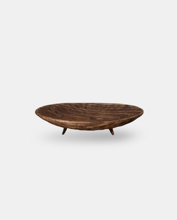 Footed Rustic Wood Tray 霧面桐木三腳器皿
