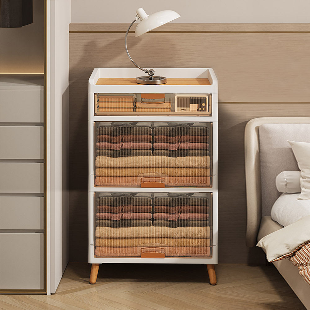 【AOTTO】58面寬木質感掀蓋三層收納櫃(AC-206)