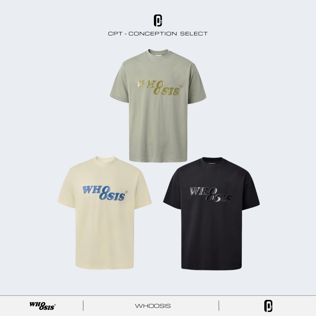 WHOOSIS 透明果凍膠 LOGO 重磅純棉 美式落肩寬鬆 短袖