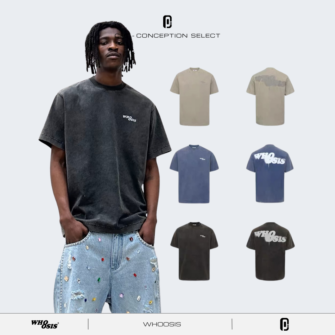 WHOOSIS 塗鴉幻影水洗 重磅純棉 美式落肩寬鬆 短袖