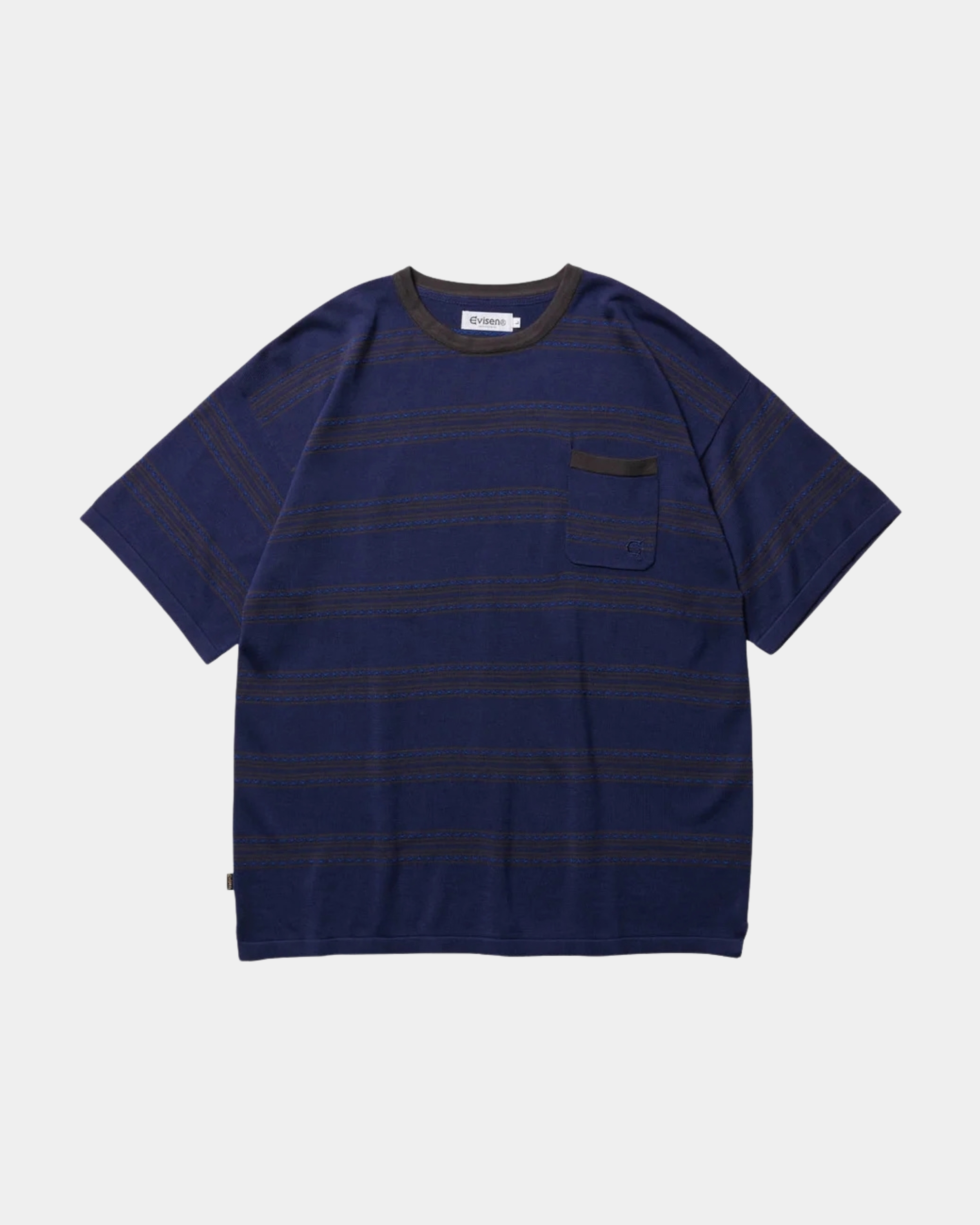 EVISEN SKATEBOARDS - MODAL BORDER KNIT T-SHIRT / NAVY
