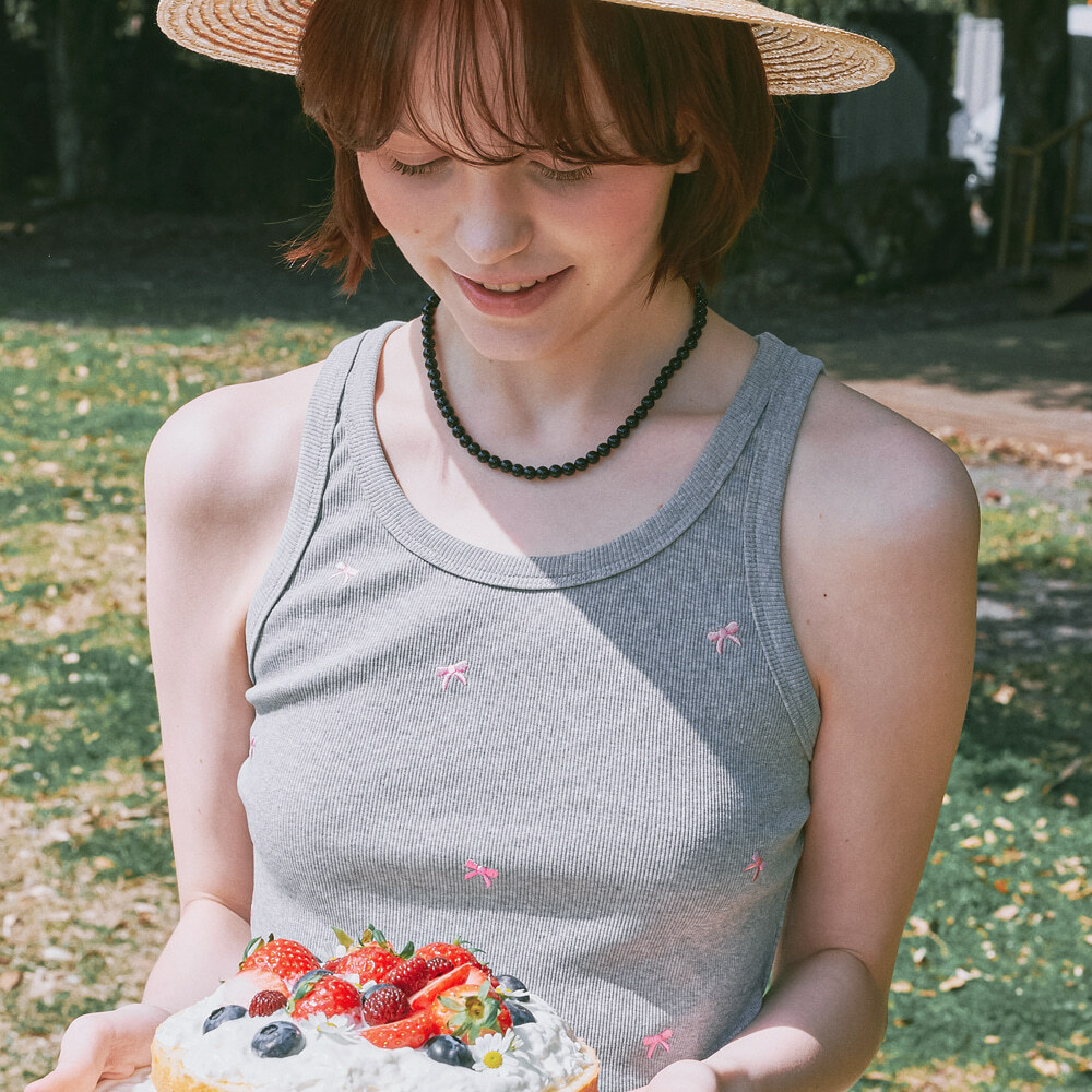 RONRON RIBBON PATTERN SLEEVELESS