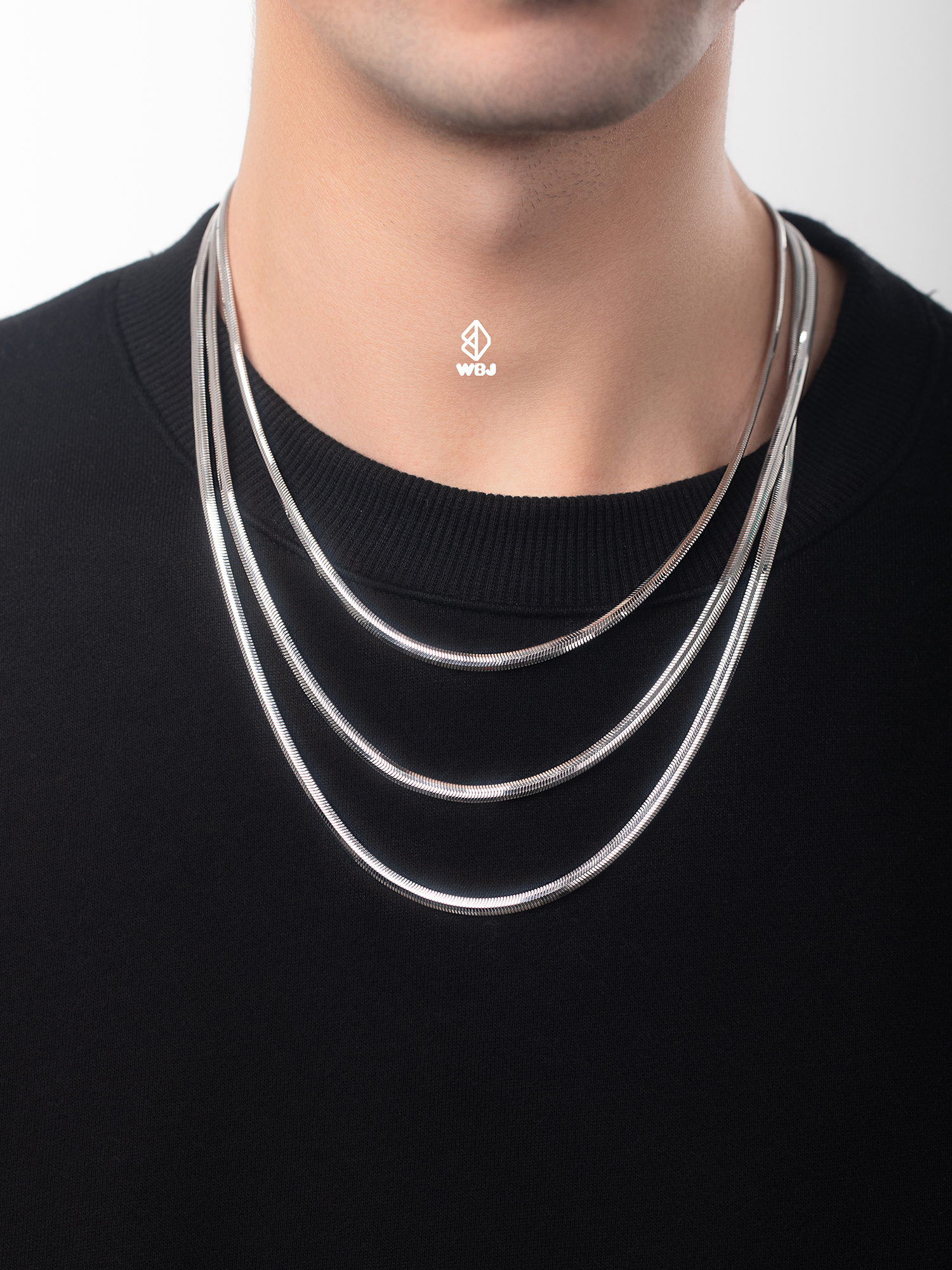 WBJ訂製珠寶 4mm蛇骨鍊 925純銀電鍍18K白金項鍊
