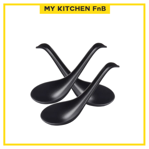 [MY KITCHEN] Melamine Matte Black Soup Spoon For Restau