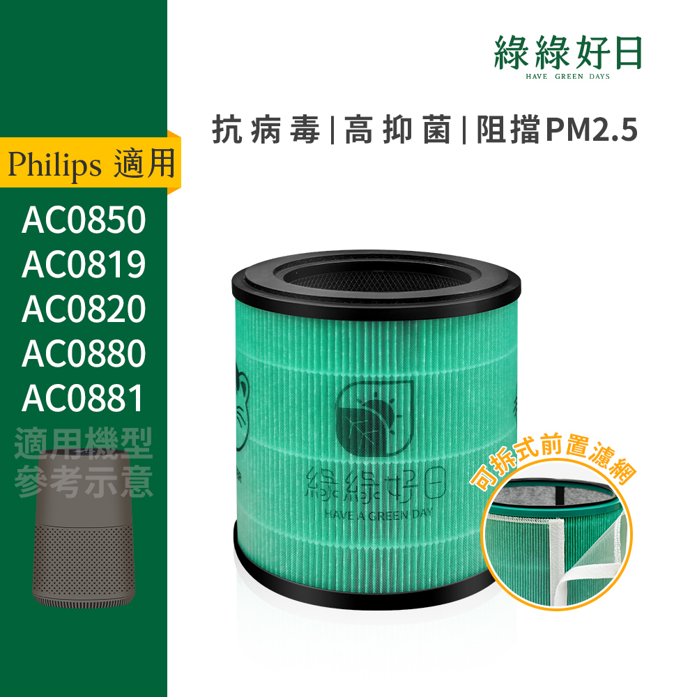 適用 Philips飛利浦 AC0819 AC0850 HEPA抗菌濾芯 蜂顆活性碳 濾網