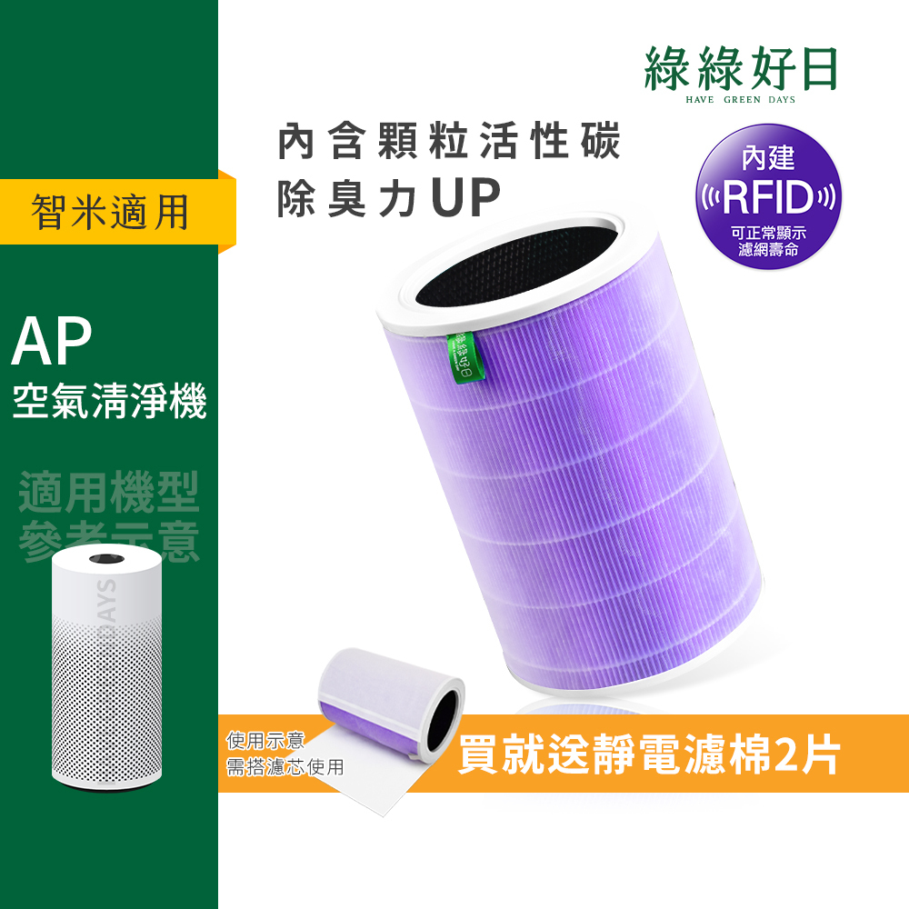 含RFID|適用 smartmi智米 AP AP2 smi02 空氣清淨機 紫抗菌除臭 HEPA抗敏濾網