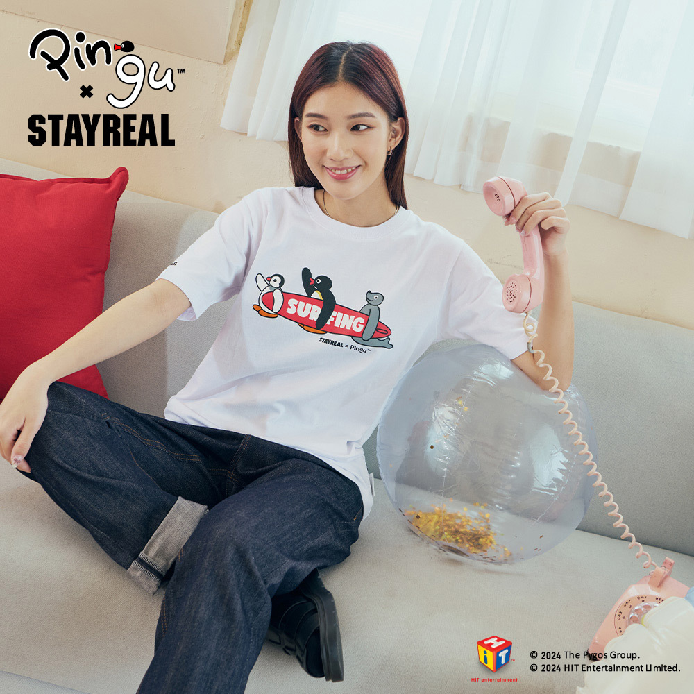 STAYREAL x 企鵝家族 Pingu 我愛夏天T - 白