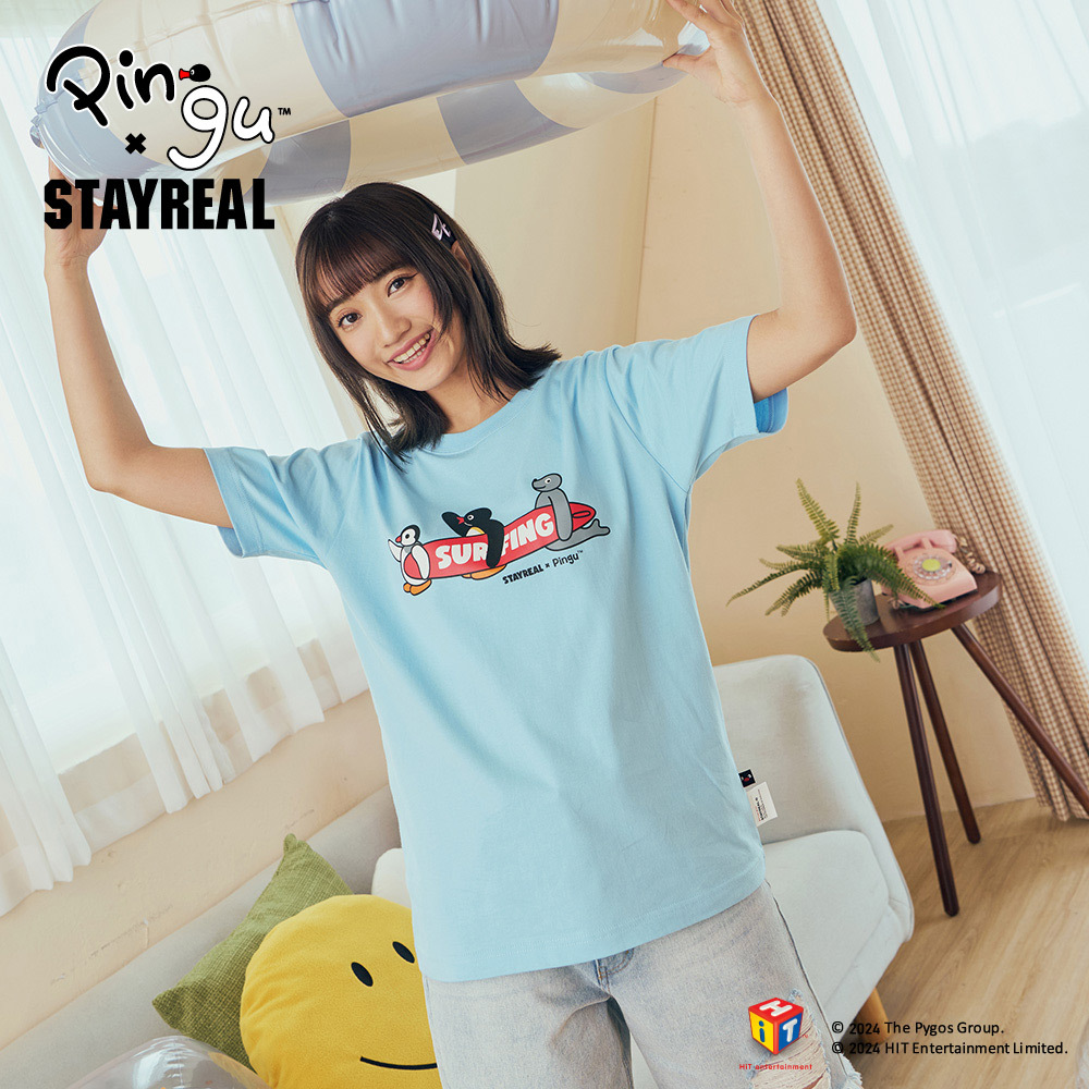 STAYREAL x 企鵝家族 Pingu 我愛夏天T - 藍