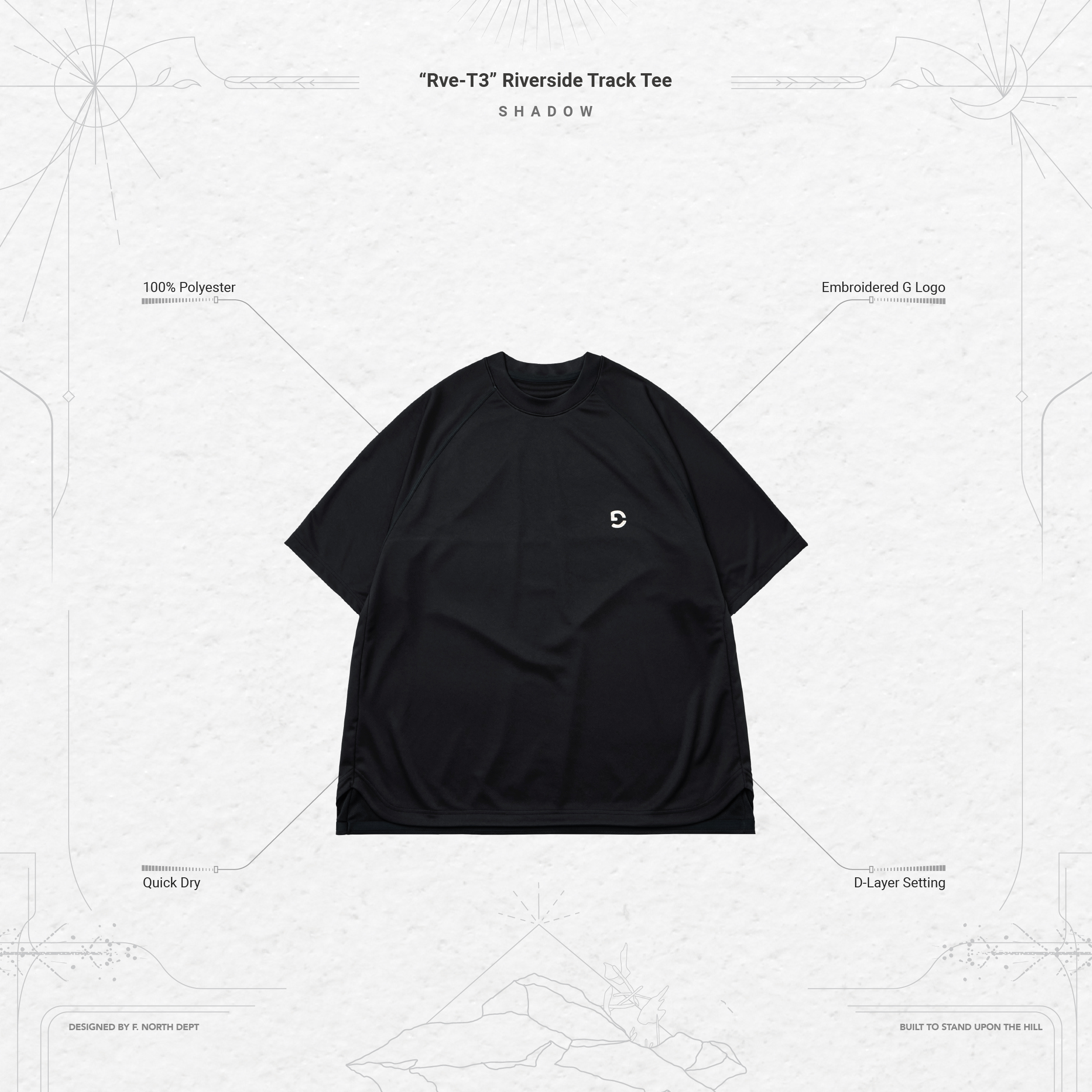 “Rve-T3” Riverside Track Tee - Shadow