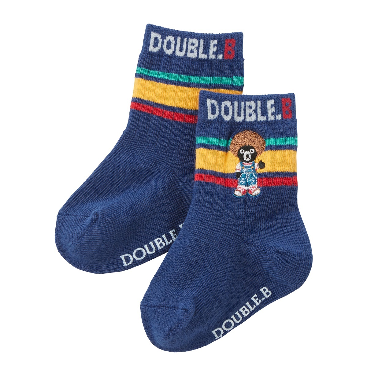 DOUBLE_B B君拼色中筒襪-藏藍