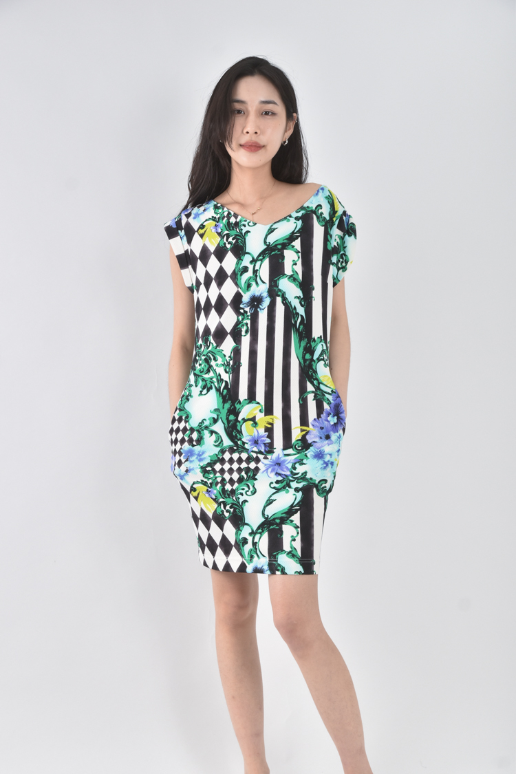 二拾衫-(S) iroo條紋花卉白色洋裝二手衣｜30日無條件退貨