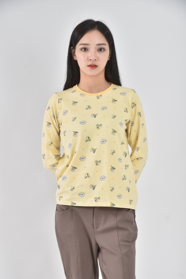 二拾衫-(S) lativ棉質卡通黃色長袖上衣二手衣｜30日無條件退貨