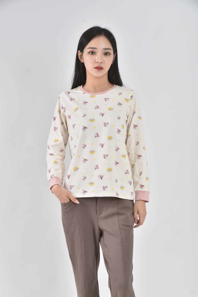 二拾衫-(S) lativ棉質卡通白色長袖上衣二手衣｜30日無條件退貨