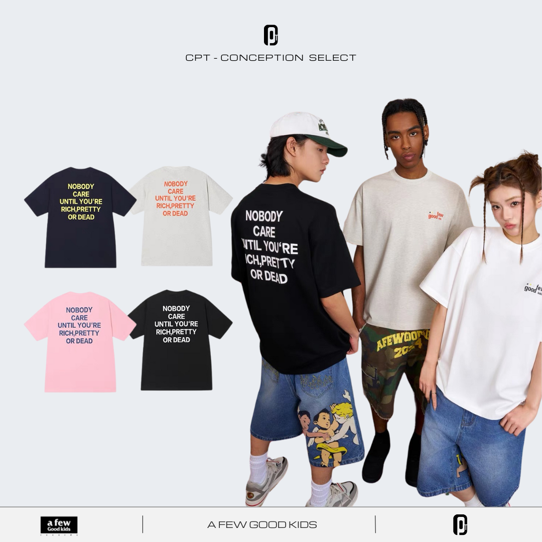 AFGK 現實很殘酷標語 美式重磅純棉 落肩寬鬆 短袖