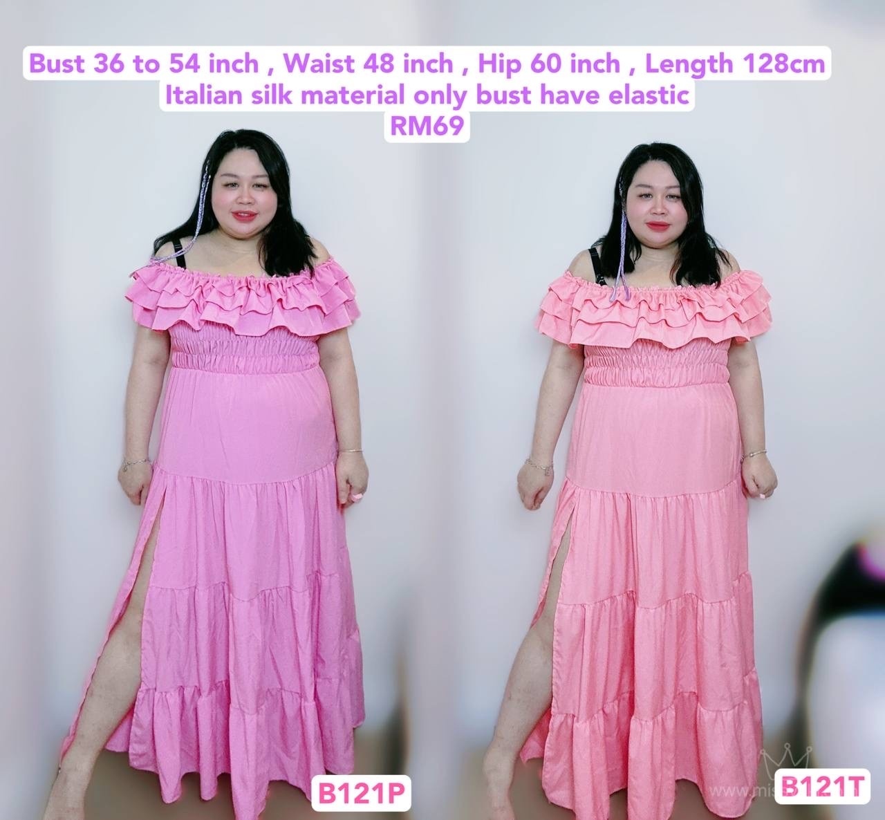 B121 - Plussize Maxi Dress / Off shoulder Long Dress * Bust 36 to 54 ...