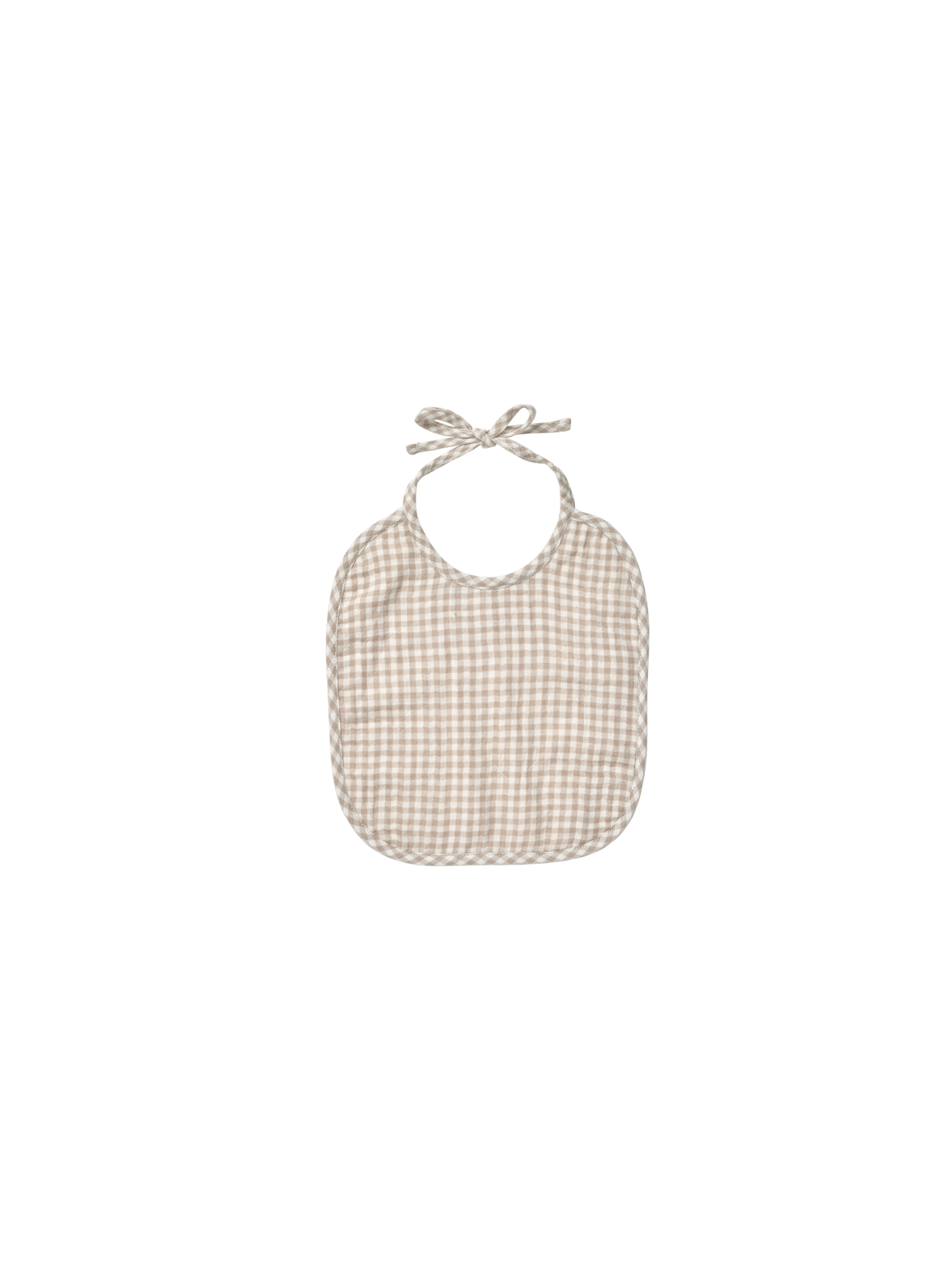 WOVEN TIE BIB || OAT GINGHAM