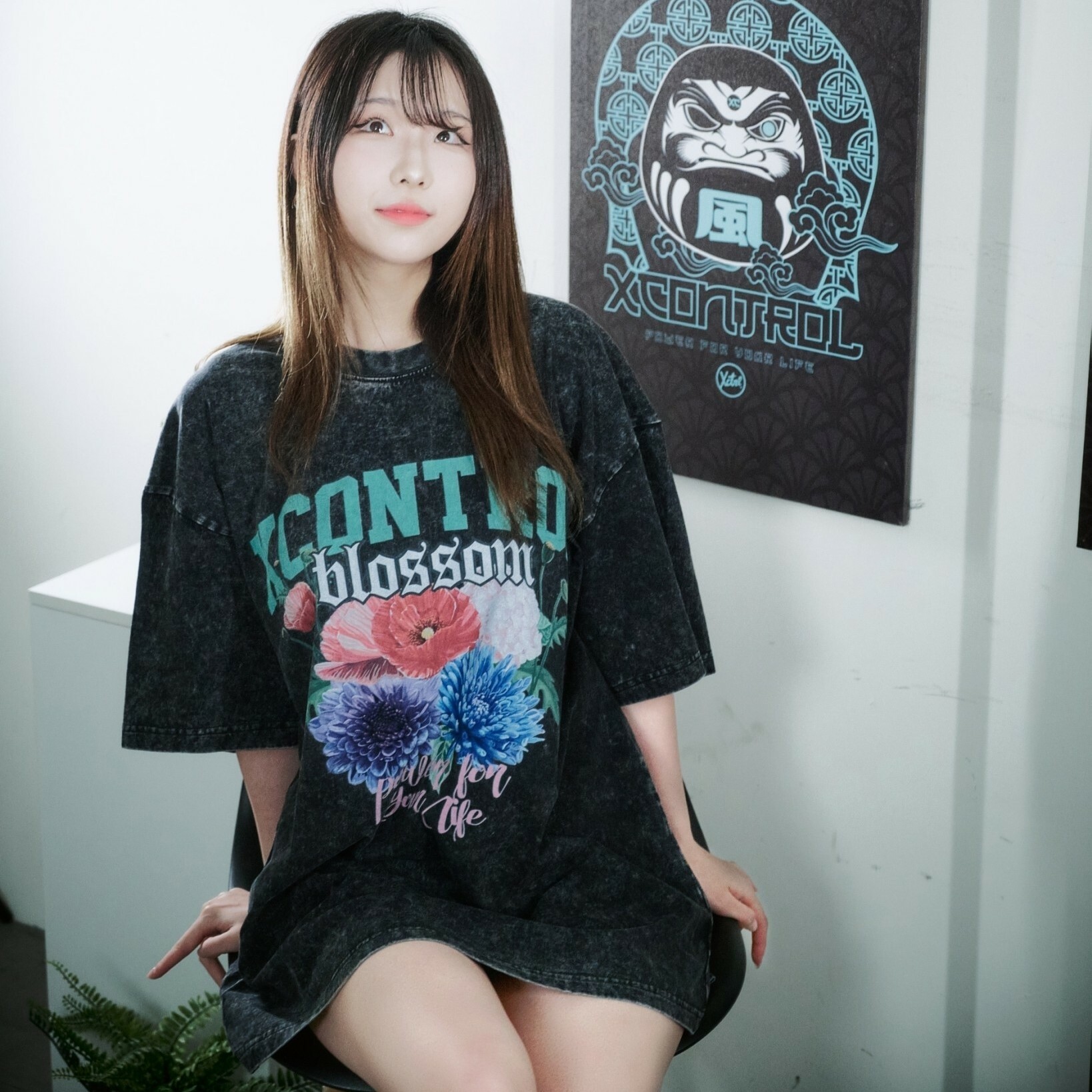 XCTRL 百花齊綻短T-水洗