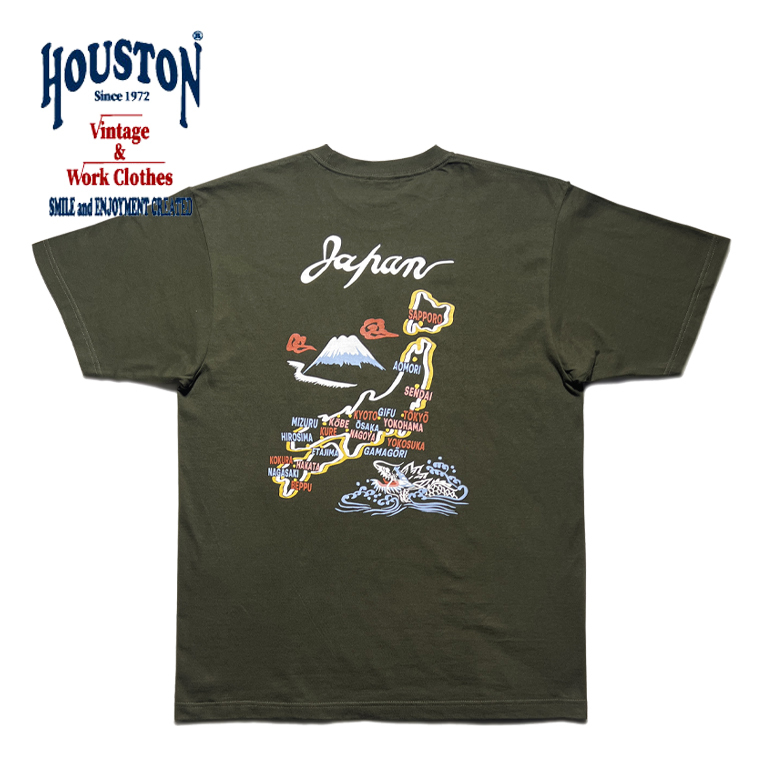 HOUSTON JAPAN - 復古厚磅 TEE (日本地圖) #22204