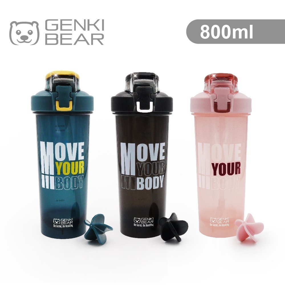 GENKI BEAR 樂搖運動水壺800ml-黑色