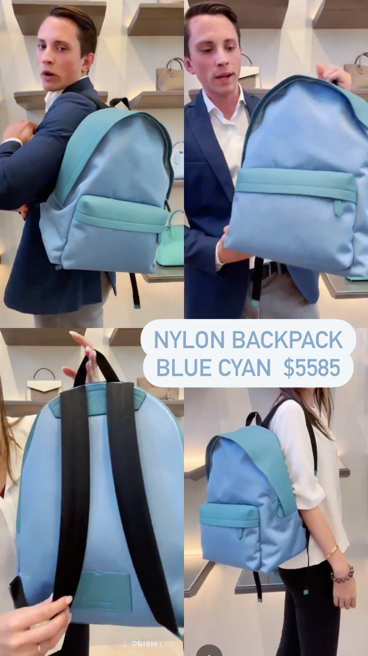 NYLON BACKPACK BLUE CYAN -M