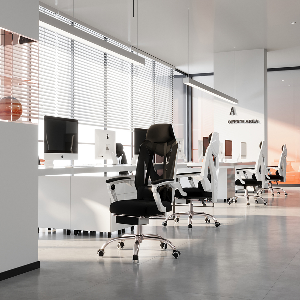 【AOTTO】一體成形可擱腳調節透氣網布電腦椅(KOC-02F)