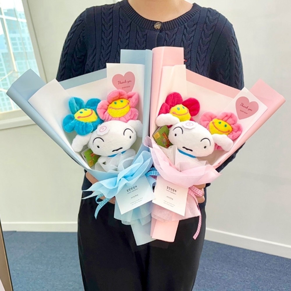 SHIN-CHAN Shiro Mini Flower Doll Bouquet 小白鎖匙扣 迷你公仔花束