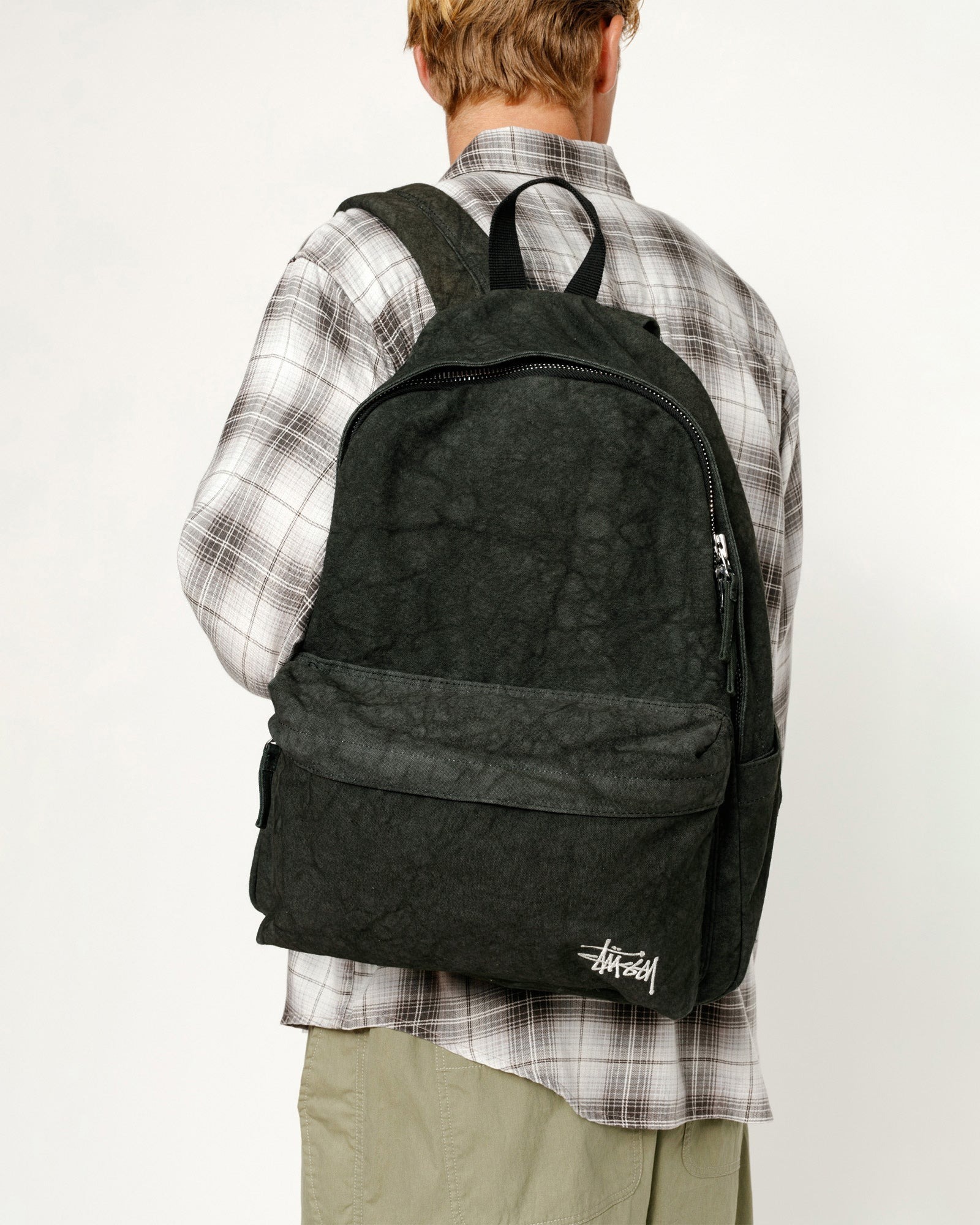 STUSSY CANVAS BACKPACK 刷舊黑色 後背包