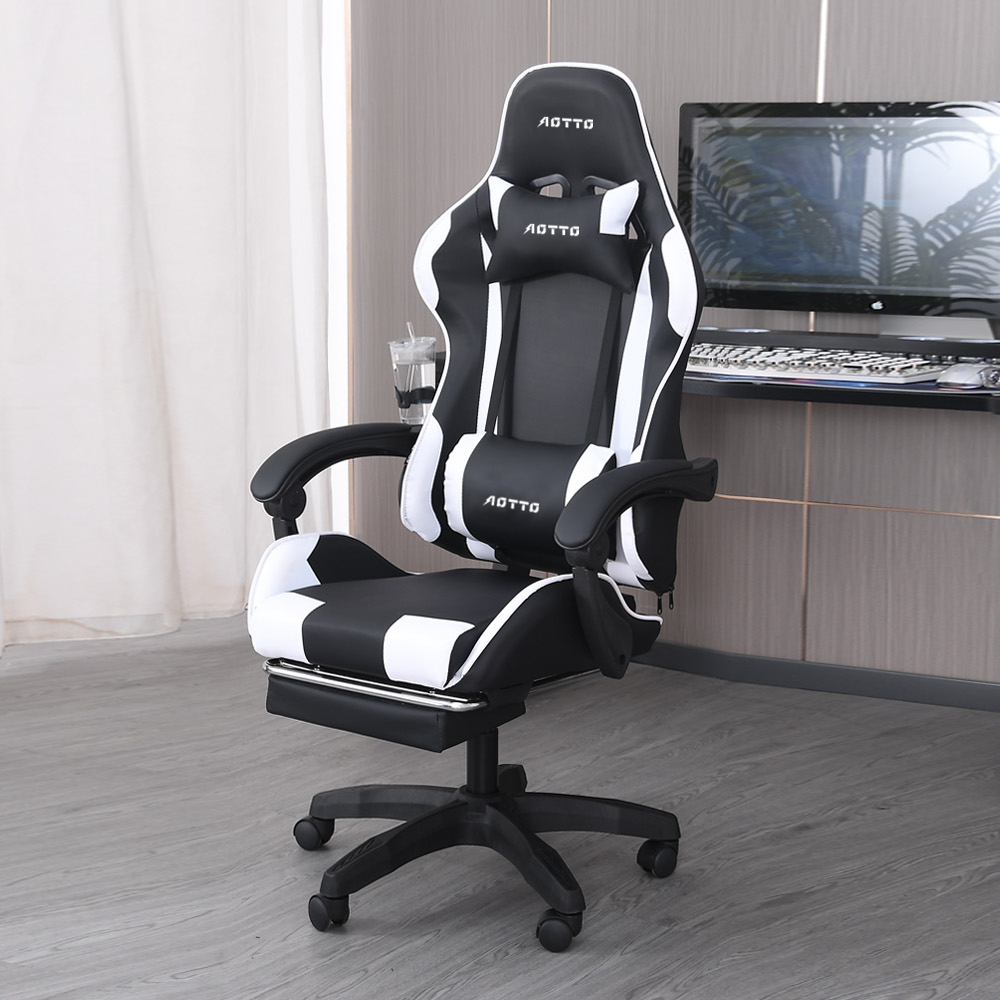 【AOTTO】自由調節升降可後躺擱腳電競椅(KOC-07)