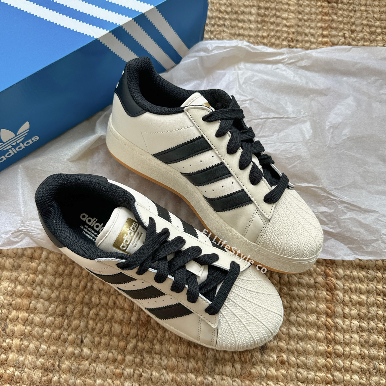 ADIDAS SUPERSTAR XLG 貝殼鞋厚底增高奶油黑金奶油色金標女鞋ID5698 ADIDAS SUPERSTAR XLG 貝殼鞋厚底增高奶油黑金奶油色金標女鞋ID5698