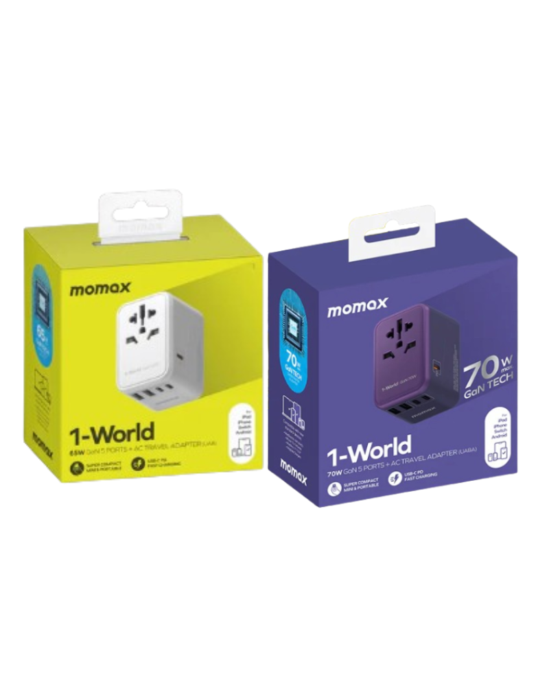 MOMAX 1-World 70W GaN方便式旅行插座 (白色/紫色)
