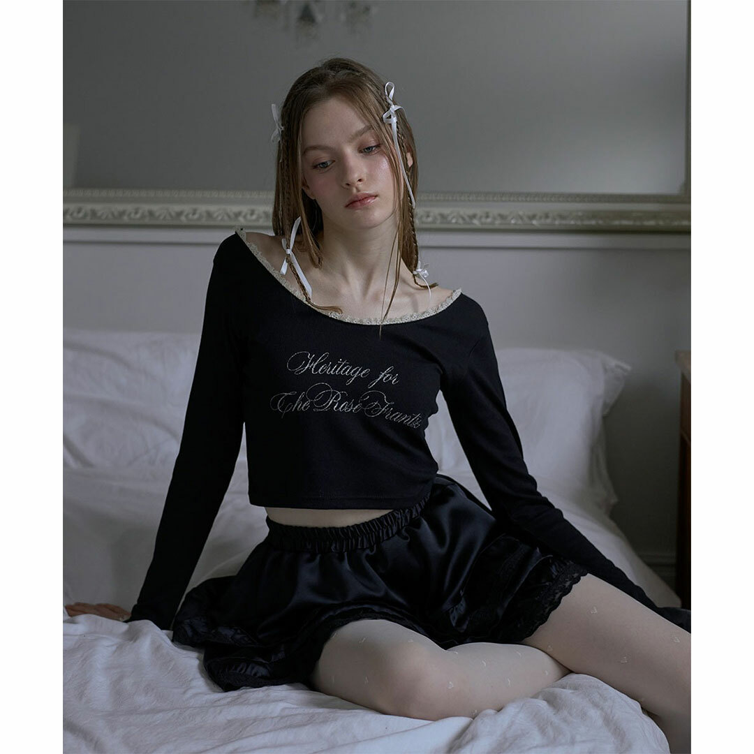 【Rose Frantz】【網店限定】Lace Lettering Long Sleeve [Black]