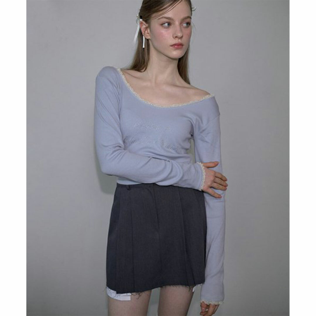 【Rose Frantz】【網店限定】Lace Lettering Long Sleeve [Blue]