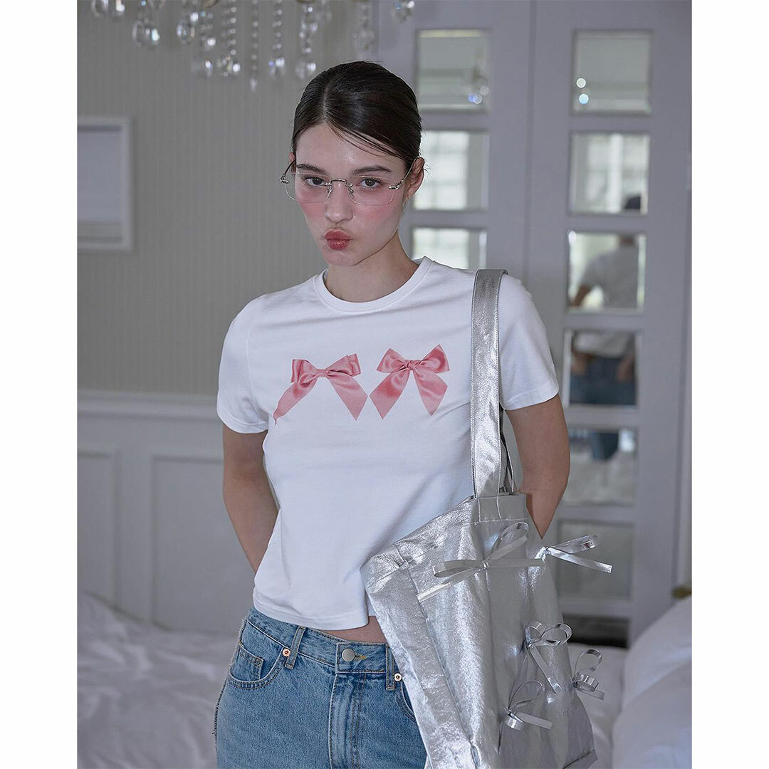 【Rose Frantz】【網店限定】Twin Ribbon T-shirt [White]