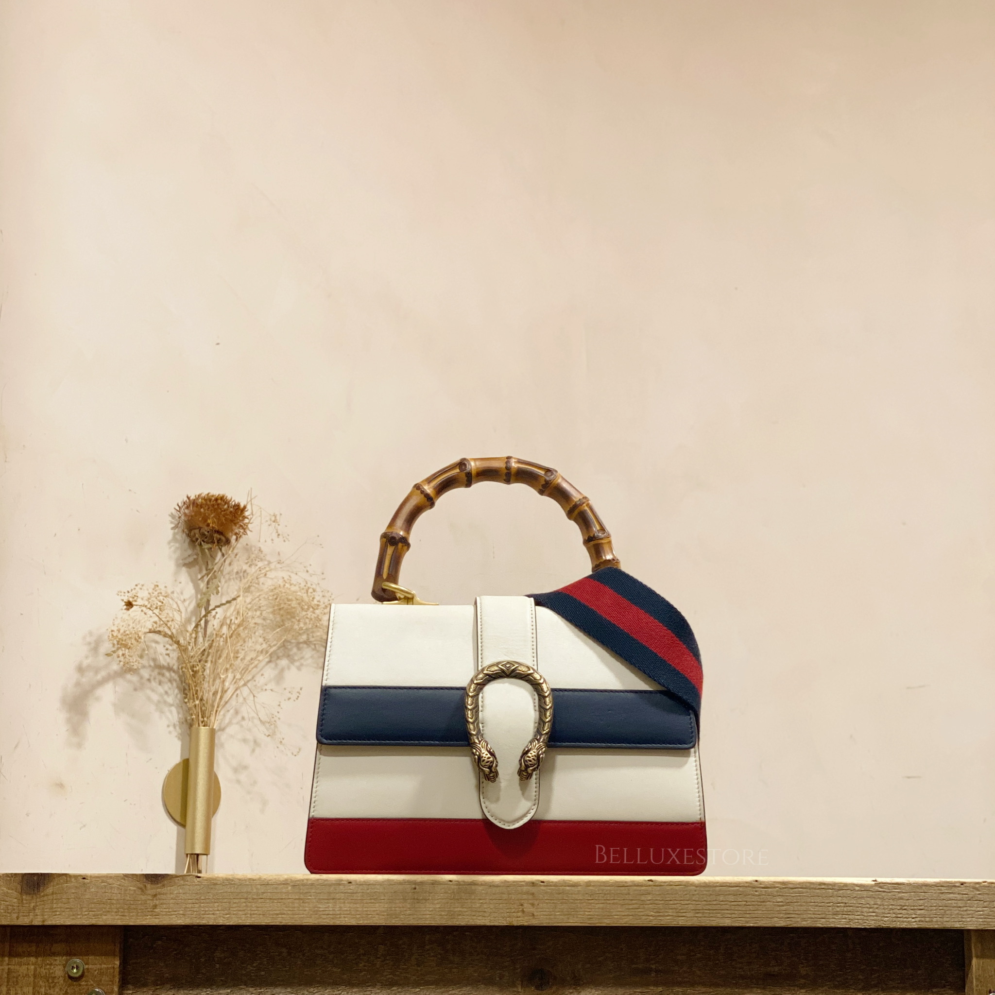 [Pre-owned] Gucci dionysus bamboo handle white