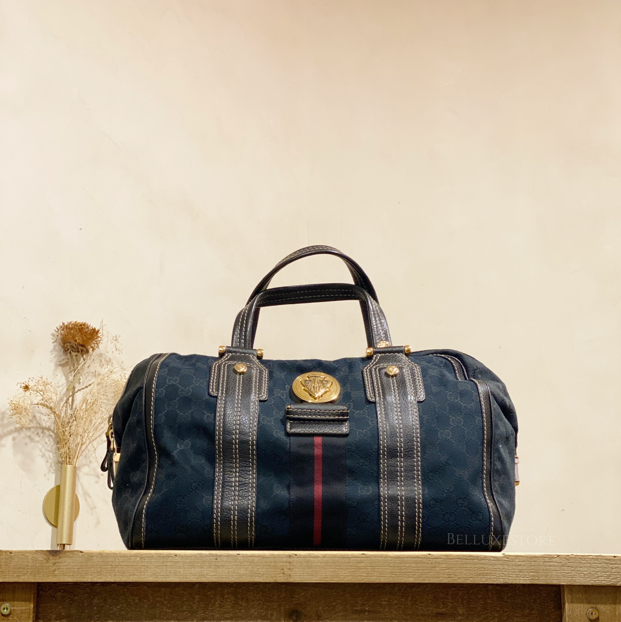 [Pre-owned] Gucci aviatrix boston bag canvas black