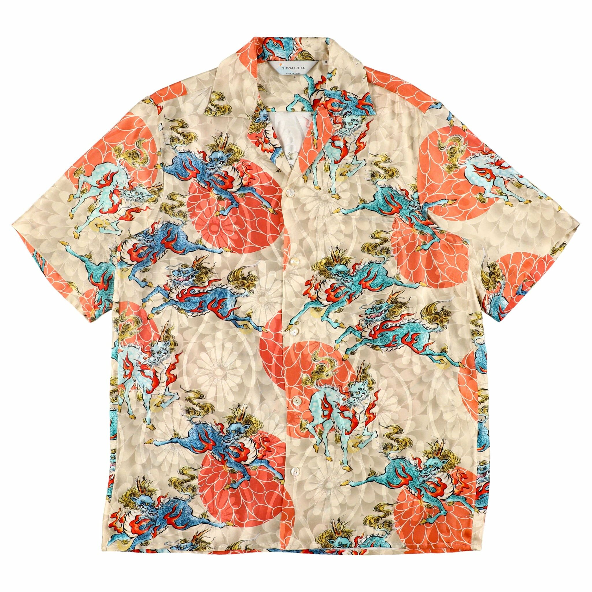 〈QILIN AND CHRYSANTHEMUM YELLOW BEIGE〉N24-SSH02 Short