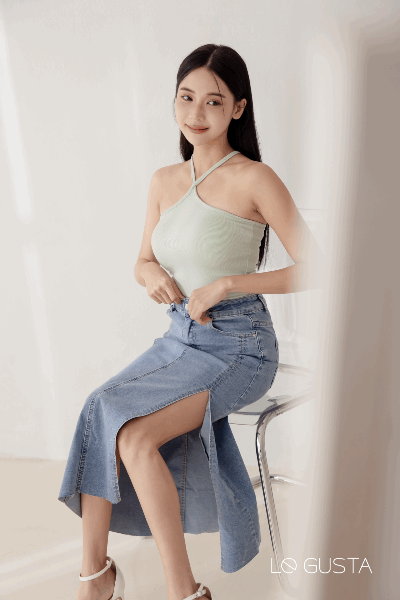 LEGUSTA彈性開叉窄裙