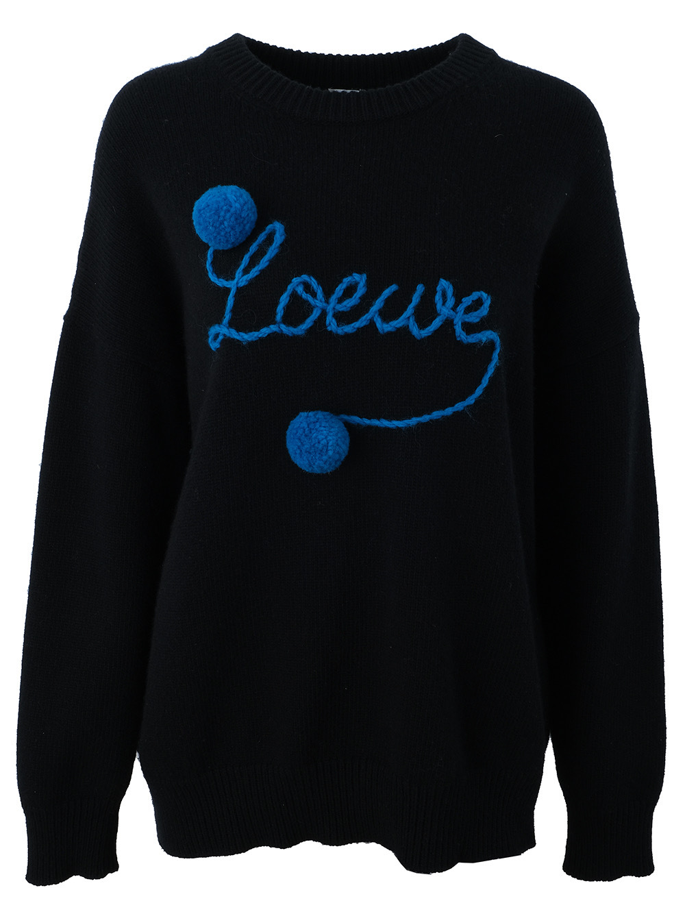 LOEWE PRE-OWNED LOGO EMBROIDERED POM POM SWEATER M