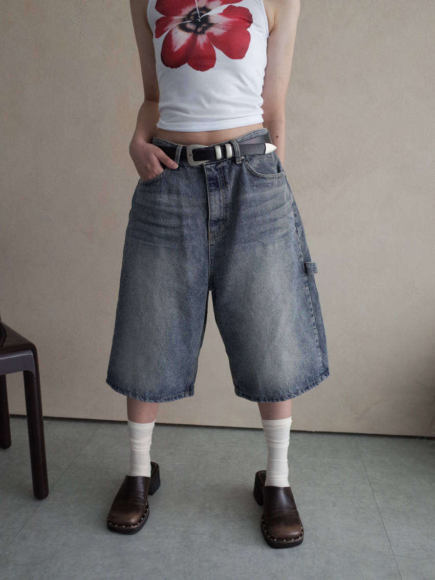 original color boyish denim jorts